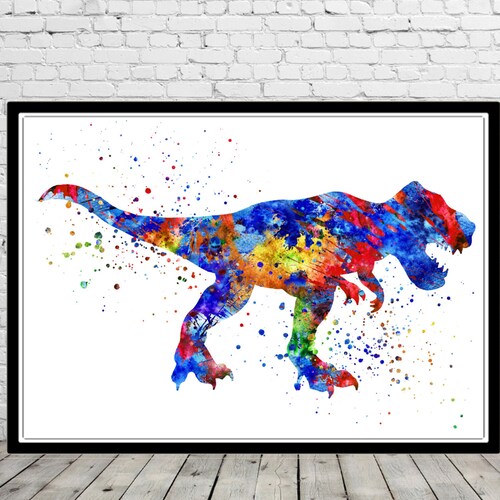 Tyrannosaurus Rex T-rex Dinosaur Print Watercolor Painting - Etsy