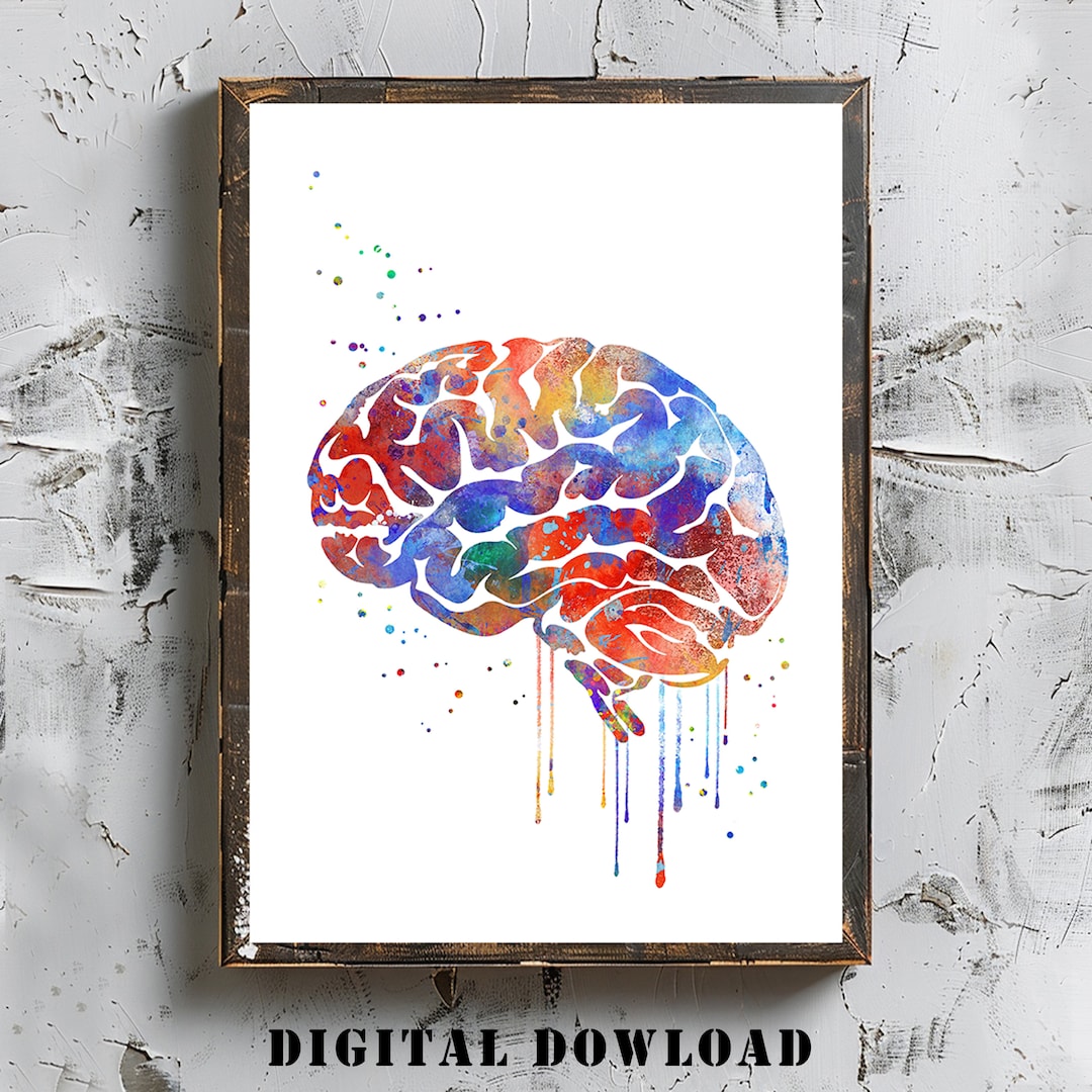 Brain Anatomy Watercolor Print Medical Art Abstract Brain Medical ...