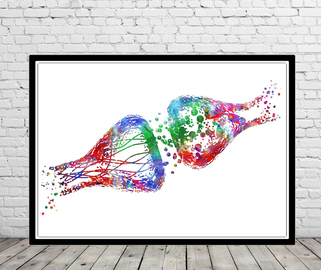 Synapse Receptor Watercolor Print Neurology Poster Medical Art Abstract ...