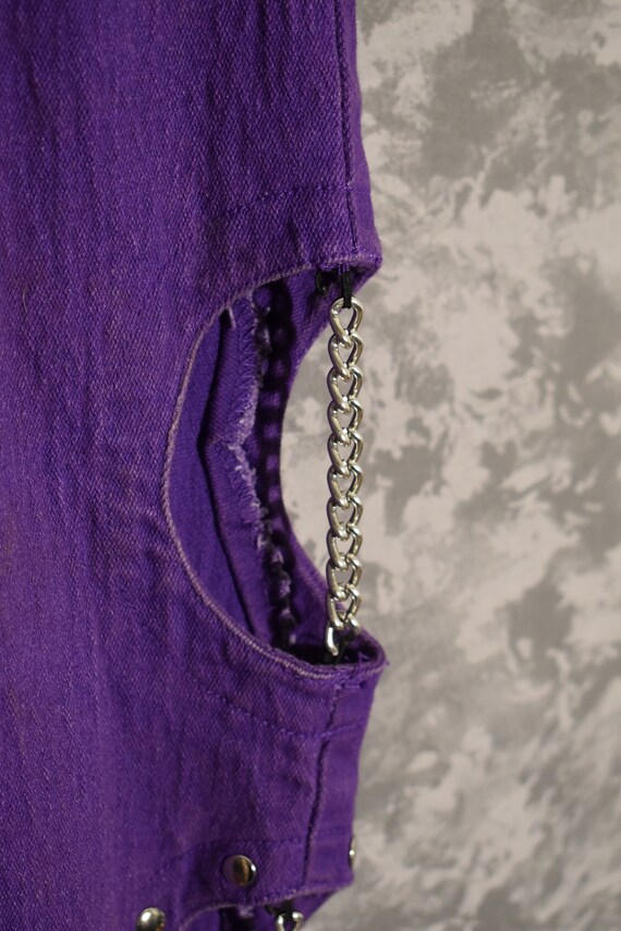 1980's Purple High Waisted Jeans w/ Cutouts & Chains … - Gem