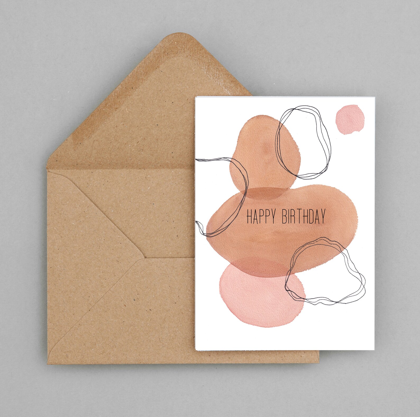 Happy Birthday Rust Abstract - Greeting Card and Envelope, Birthday ...