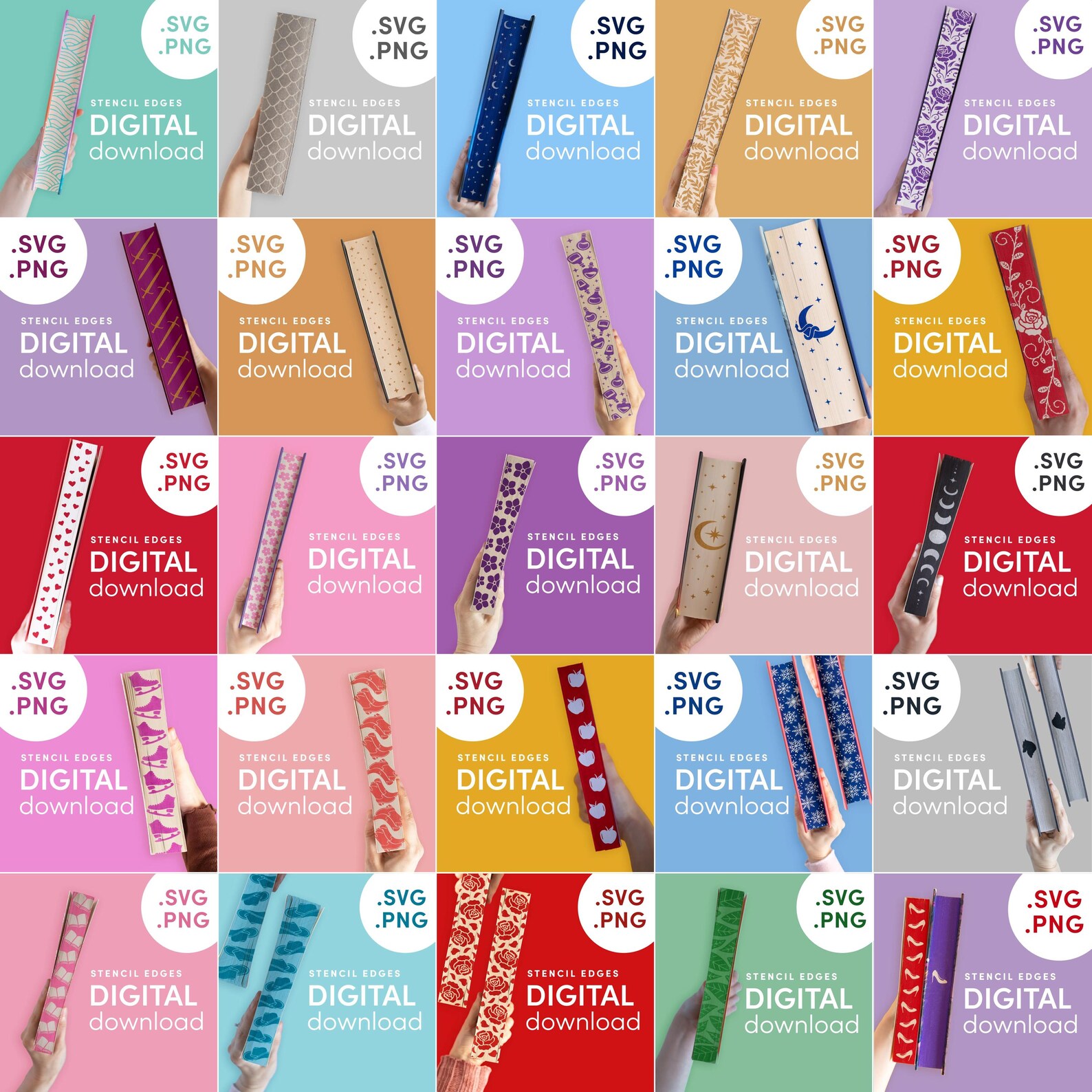 DIGITAL Stencil BUNDLE for DIY Stenciled Book Edges | Vector Digital ...