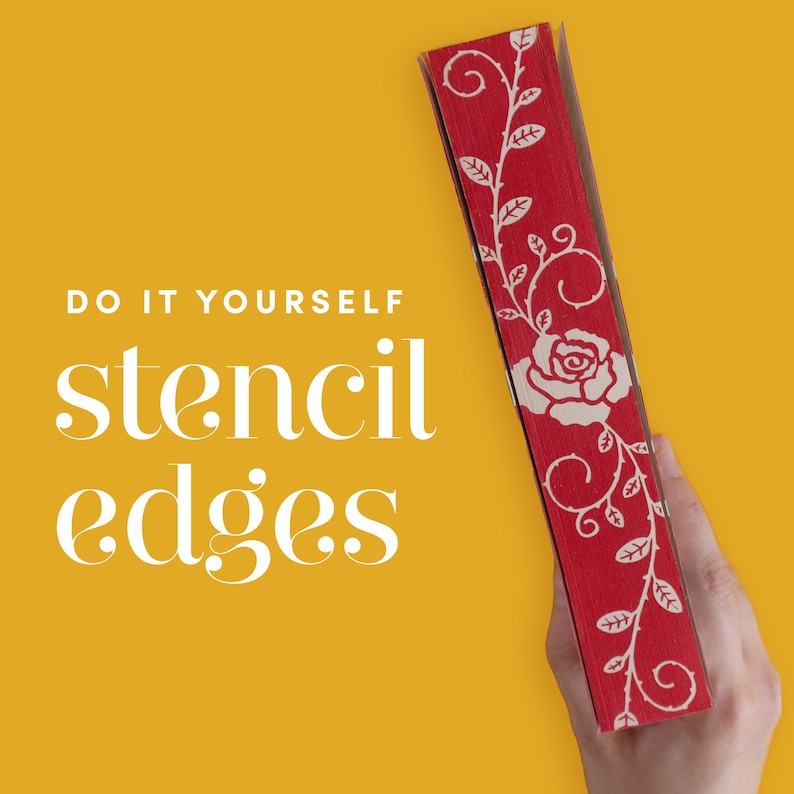 Rose and Leaves Stencil for DIY Stenciled Book Edges Stencil for ...
