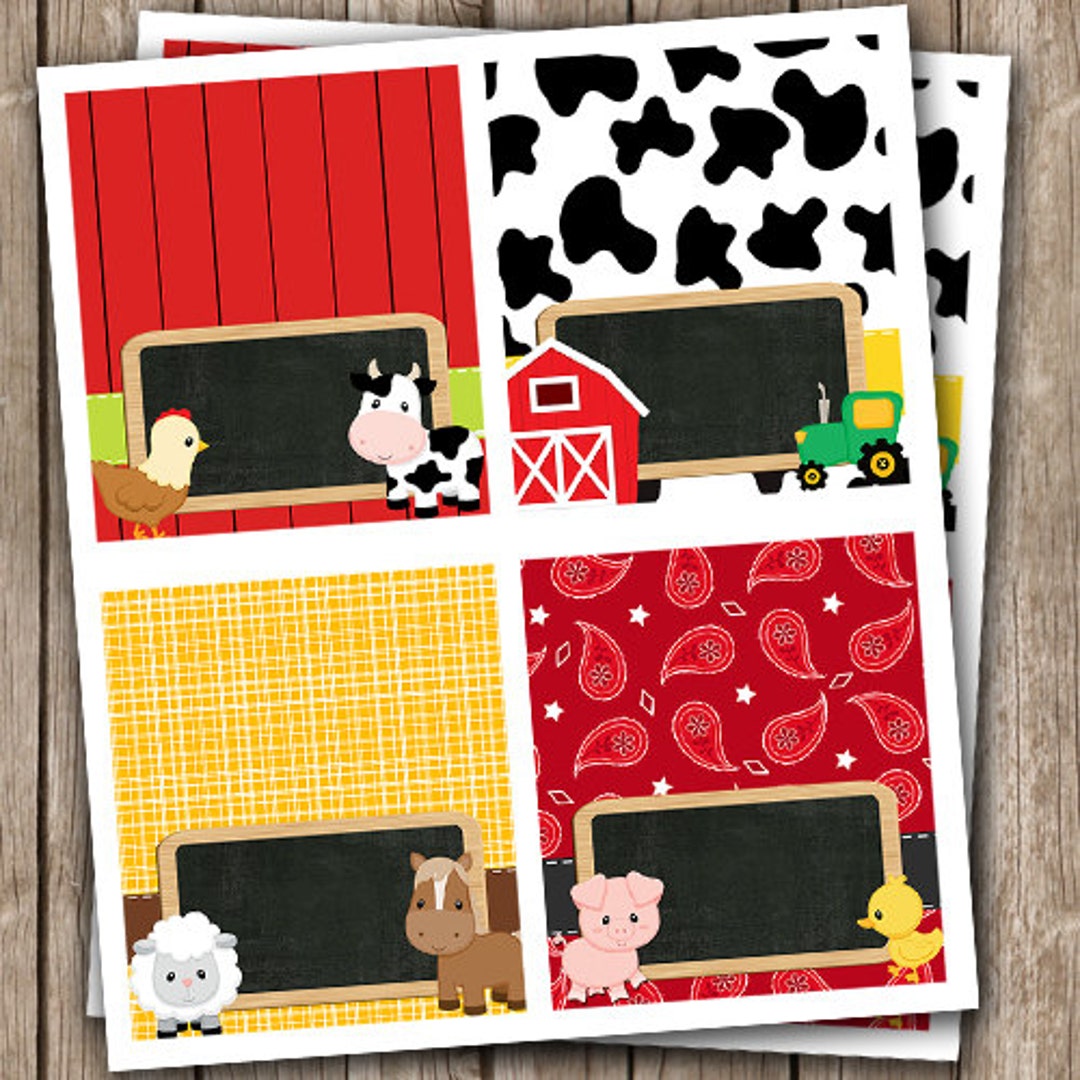 Farm Animals Chalkboard Food Tent Place Cards INSTANT DOWNLOAD Editable ...