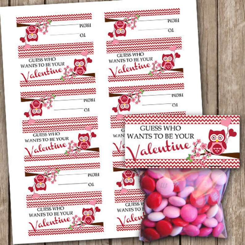 Valentine Owl Treat Bags, Valentine Owl Toppers, Owl Small Bag Toppers ...