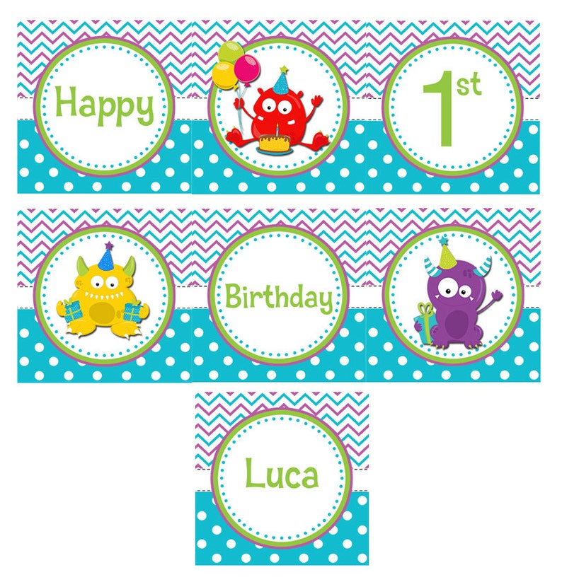 EDITABLE Little Monster Birthday or Baby Shower Square Banner Digital ...