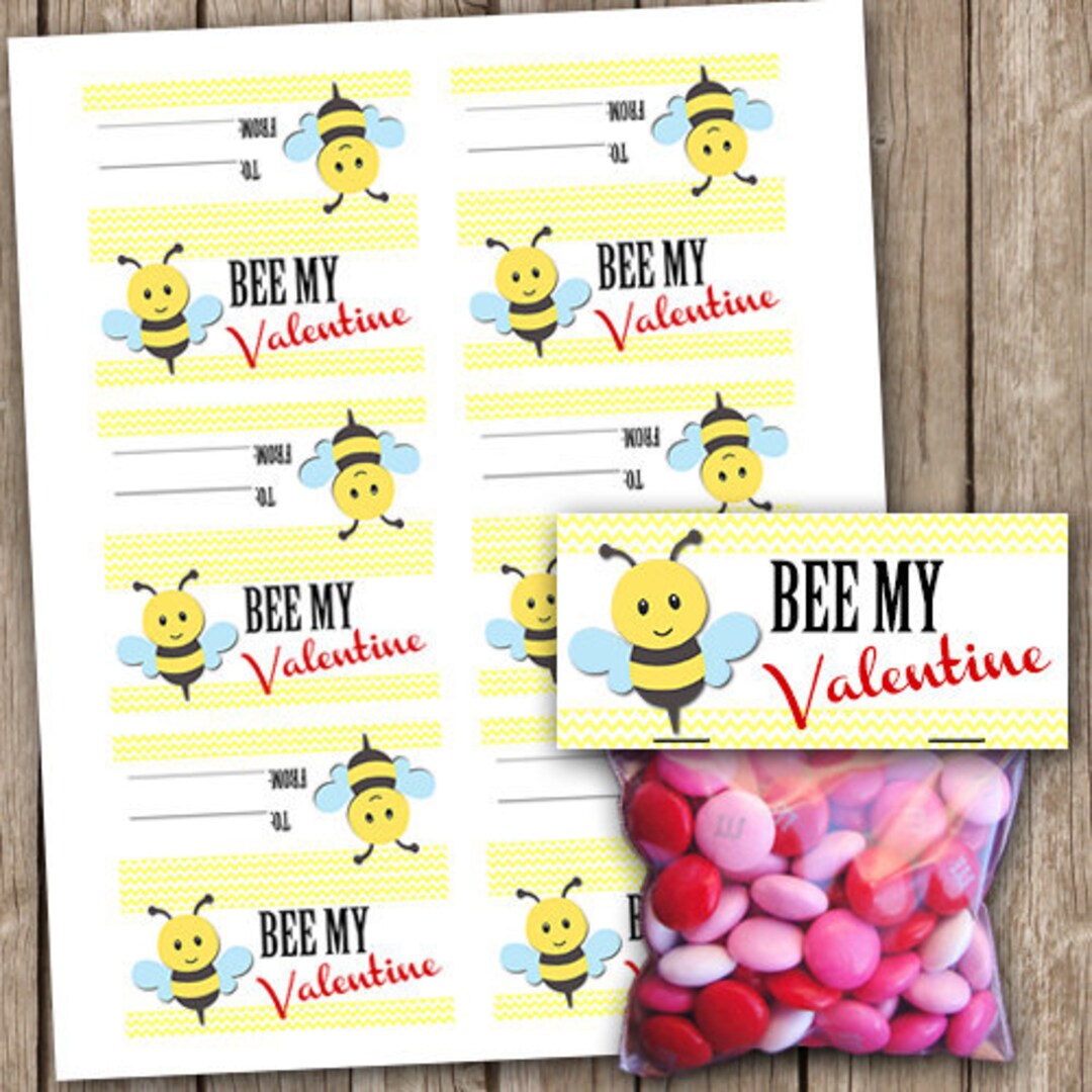 Bee My Valentine Treat Bags, Valentine Bee Toppers, Bee Small Bag ...