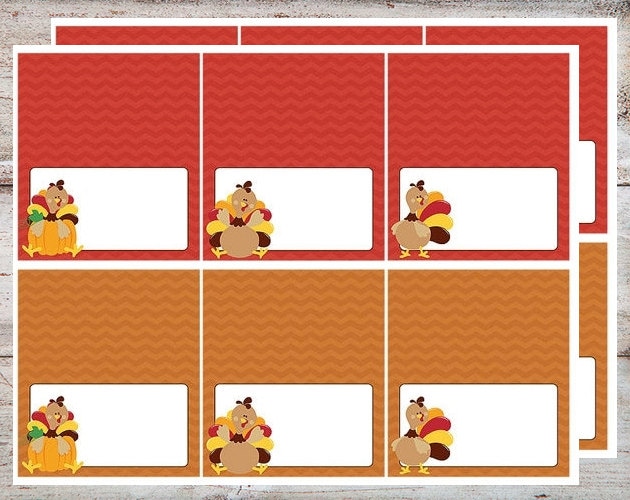 Thanksgiving Turkeys Gobble Gobble Food Tent Place Cards INSTANT ...