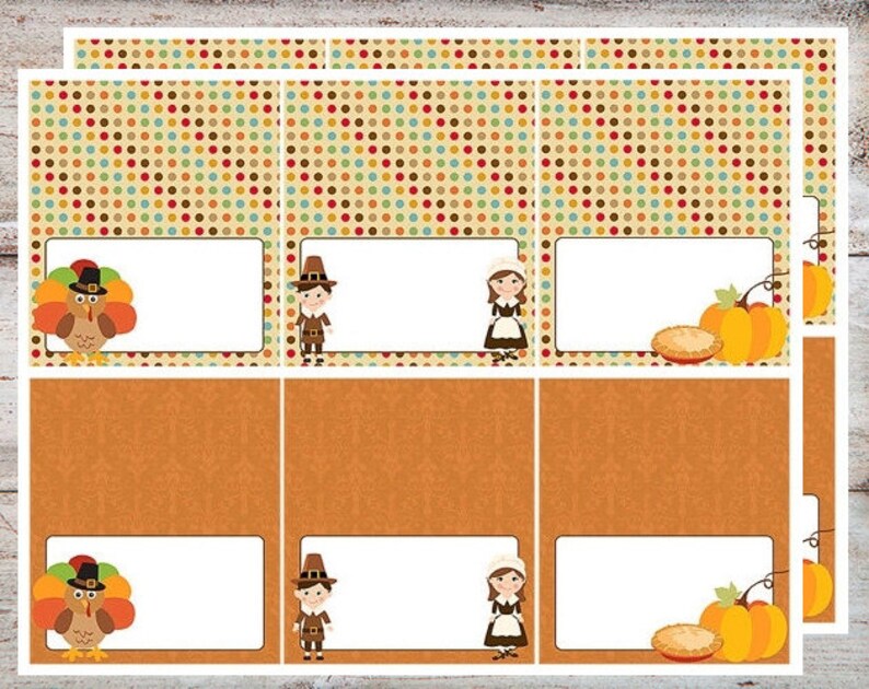 Thanksgiving Turkeys and Pilgrims Food Tent Place Cards INSTANT ...