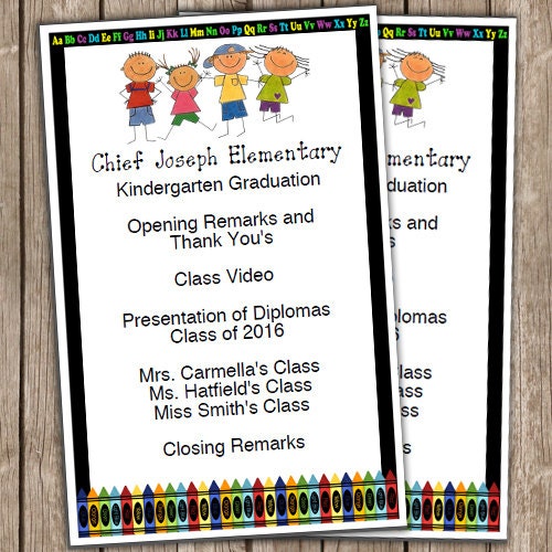 Kindergarten Graduation Half Sheet Blank EDITABLE Program INSTANT ...