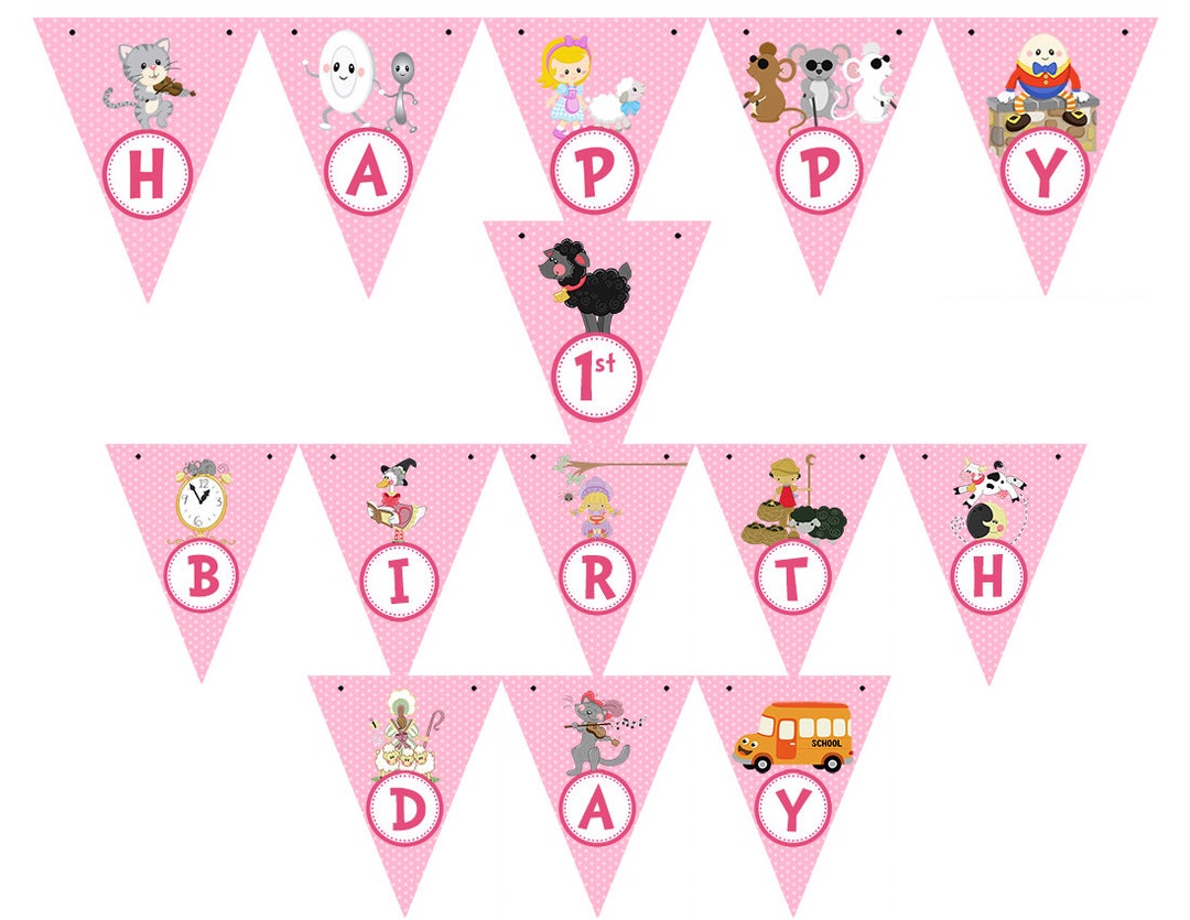 EDITABLE Nursery Rhyme Banner, Mother Goose Banner, Nursery Rhyme ...