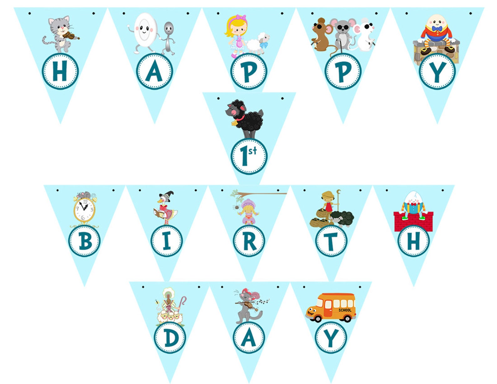 EDITABLE Nursery Rhyme Banner, Mother Goose Banner, Nursery Rhyme ...