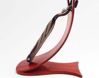 Wood razor stand Tiger Maple reclaimed wood safety shaving | Etsy