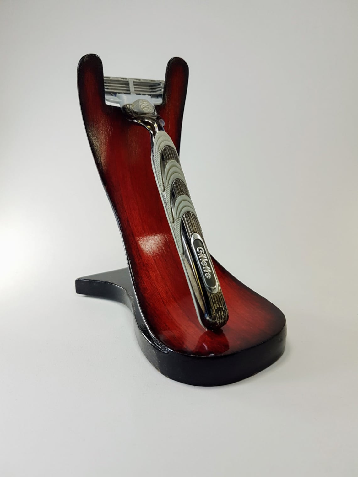Red Burst Wood Razor Stand, Cherry Razor Stand, Razor Holder, Safety ...