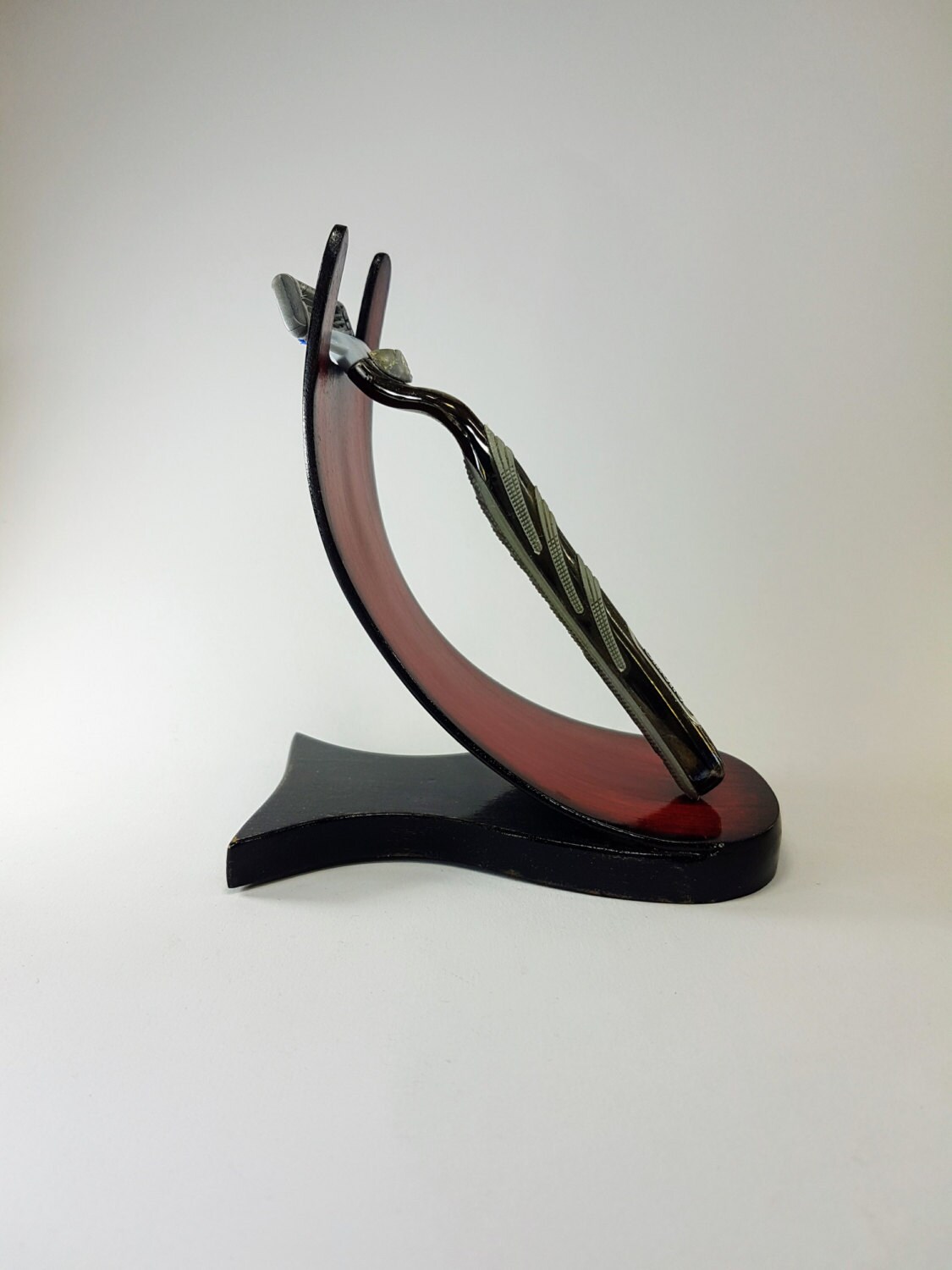 Red Burst Wood Razor Stand, Cherry Razor Stand, Razor Holder, Safety ...