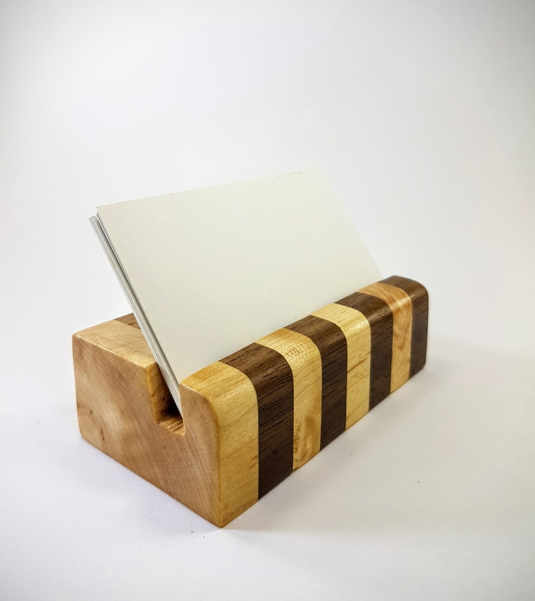 Wood Card Holder for Desk, Business Card Stand, Office Gift, Reclaimed ...