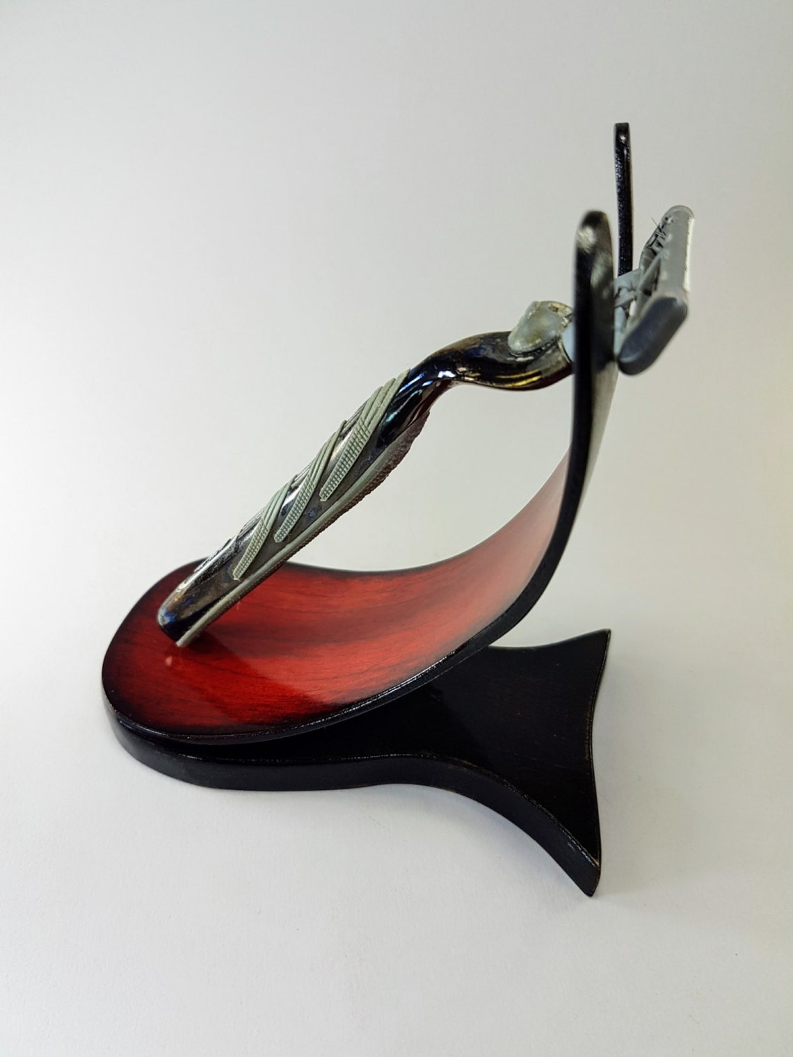 Red Burst Wood Razor Stand, Cherry Razor Stand, Razor Holder, Safety ...