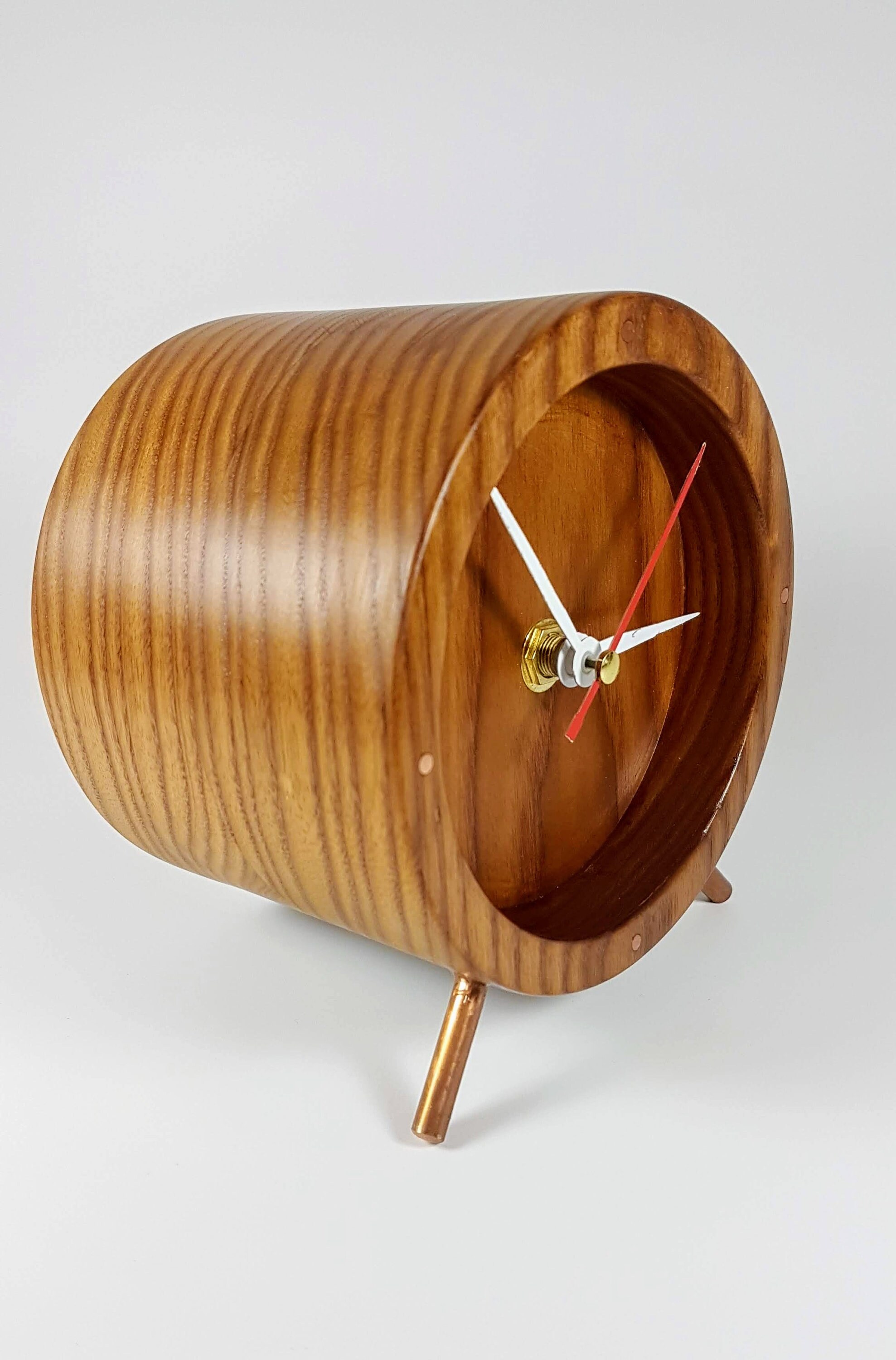 Wood and Copper Desk Clock: Modern Ash Table Clock - Etsy