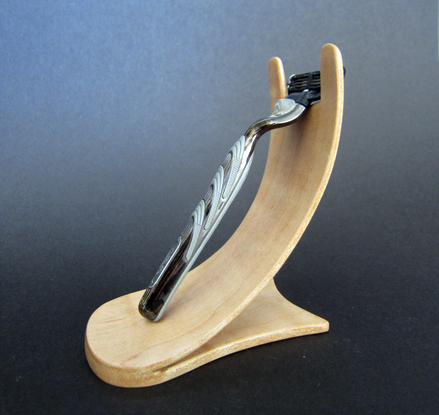 Wood Razor Stand, Tiger Maple Reclaimed Wood Safety Shaving Stand ...