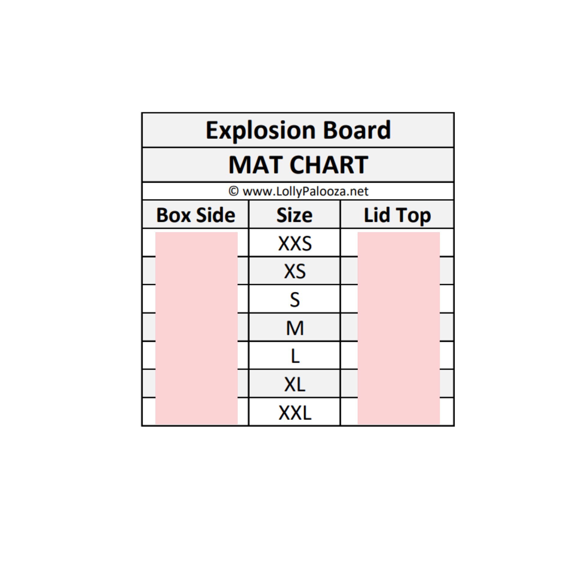 Explosion Box Chart for Making Mats. PRINTALBE PDF. Instant | Etsy