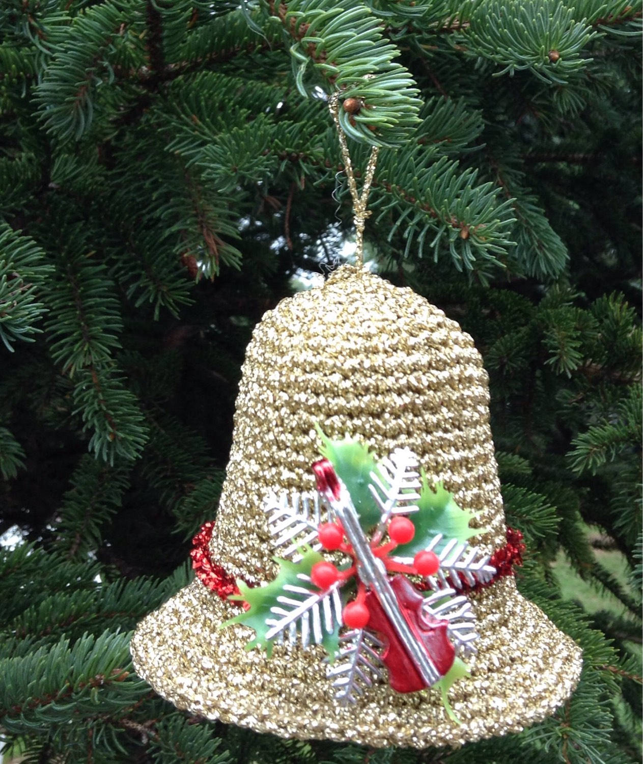 Vintage Crochet Christmas Tree Bell Decoration - Etsy Canada