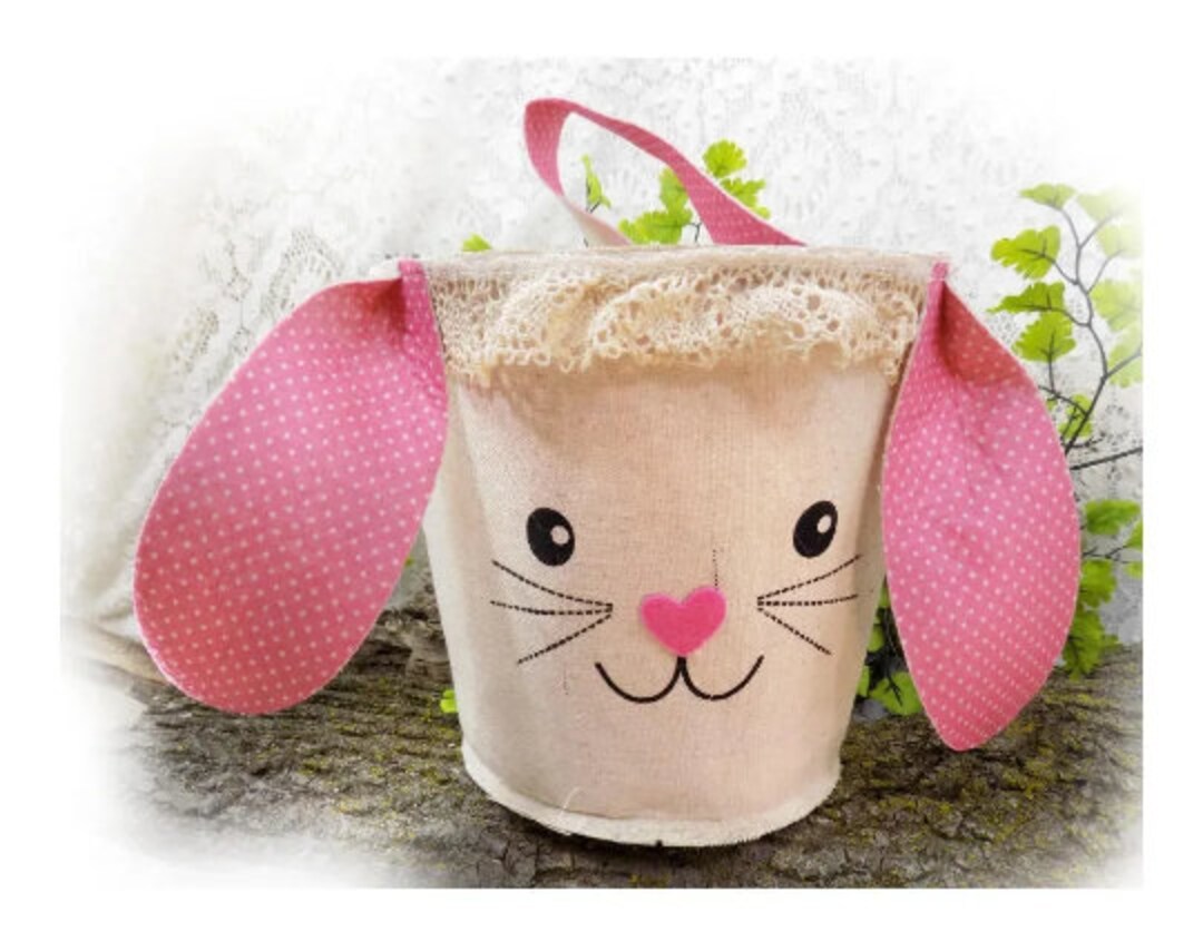 Easter Basket Girl - Egg Hunt Basket - Bunny Easter Basket - Pink ...