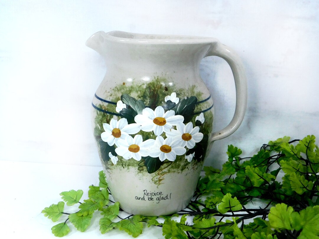 Vintage Hand Painted Pitcher -ceramic Pitcher -ironstone Pitcher, Vase ...