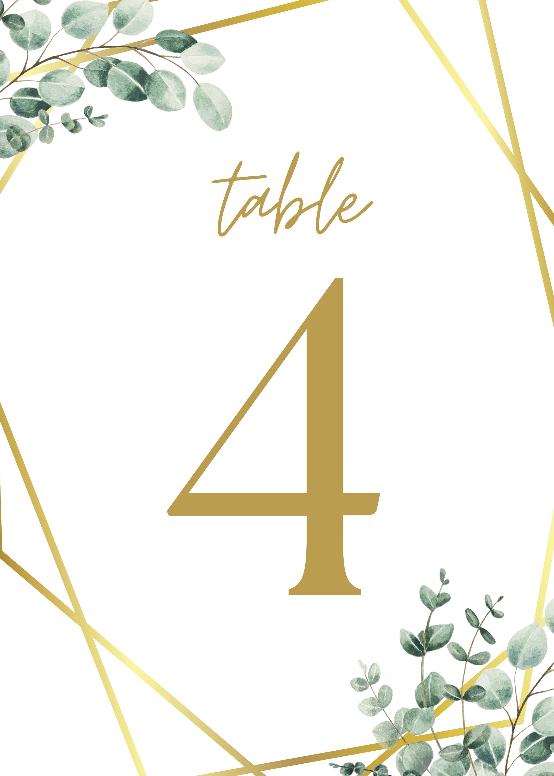 Gold Greenery Table Numbers Template Editable Table Numbers - Etsy