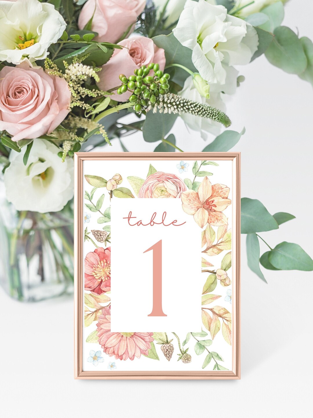 Feminine Floral Table Numbers Template | Editable Table Numbers ...