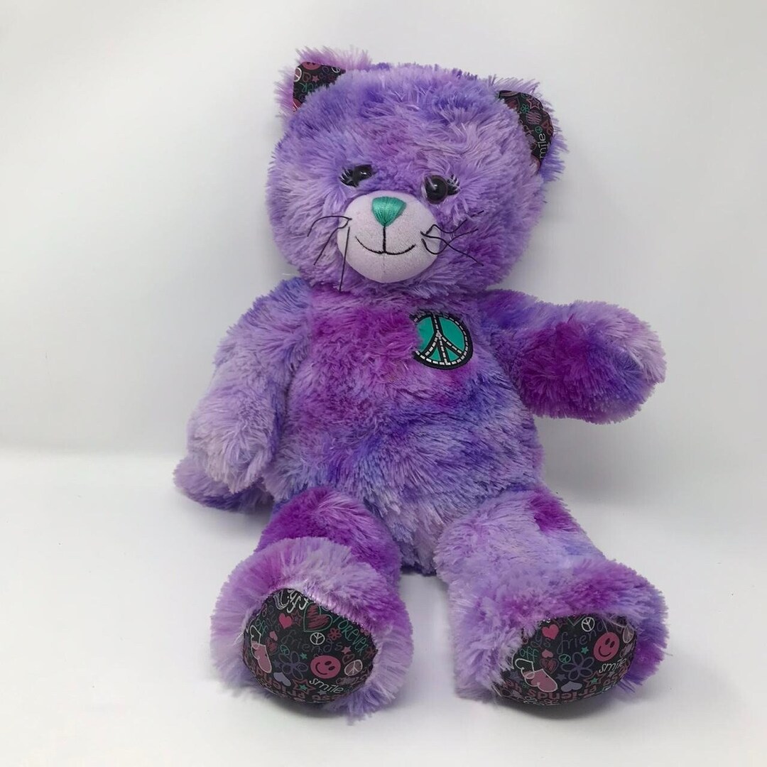 Vintage Build A Bear Purple Peace Sign Kitty Cat Plush Stuffed Animal ...