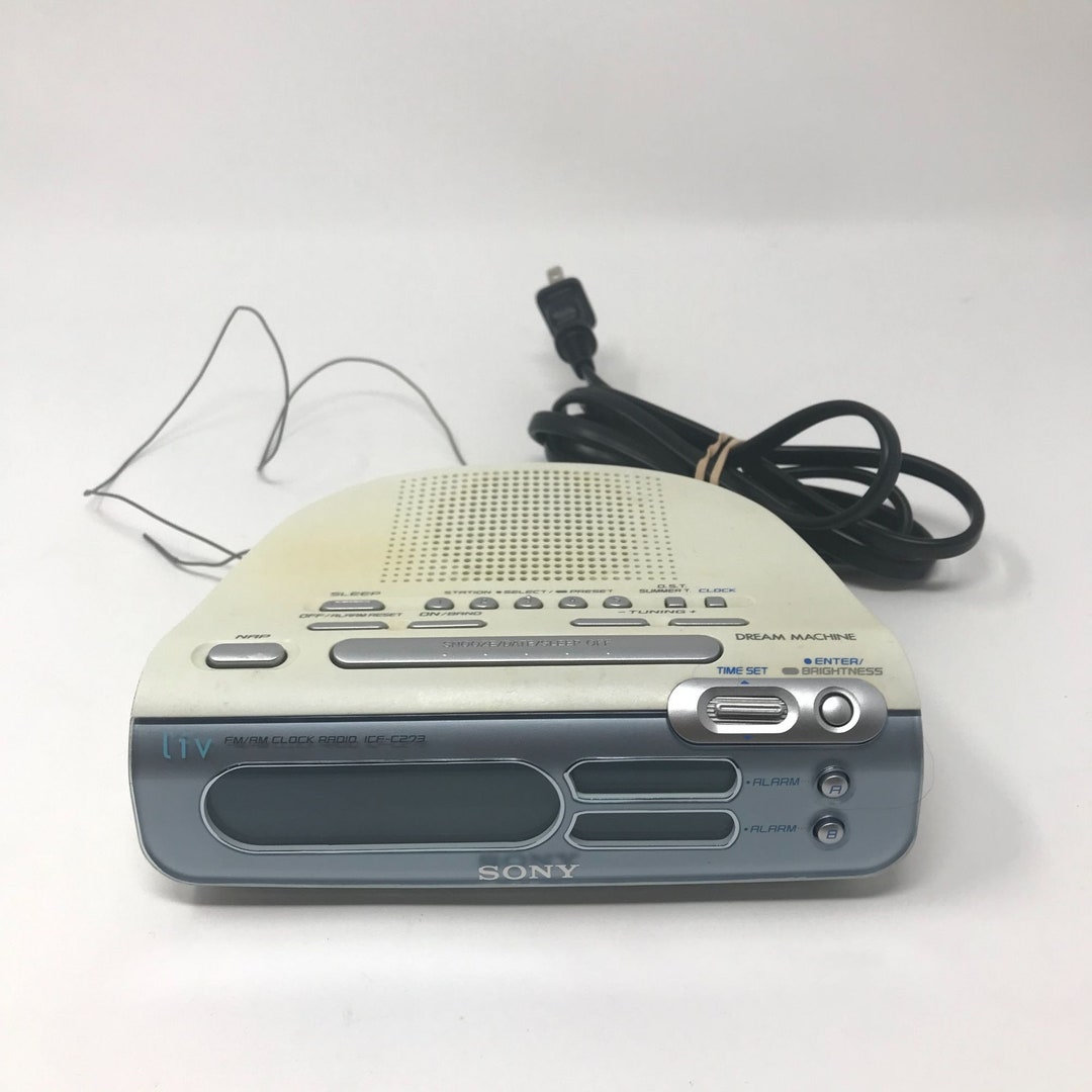 Vintage Blue White Sony Dream Machine FM Alarm Clock Radio ICF-C273 ...