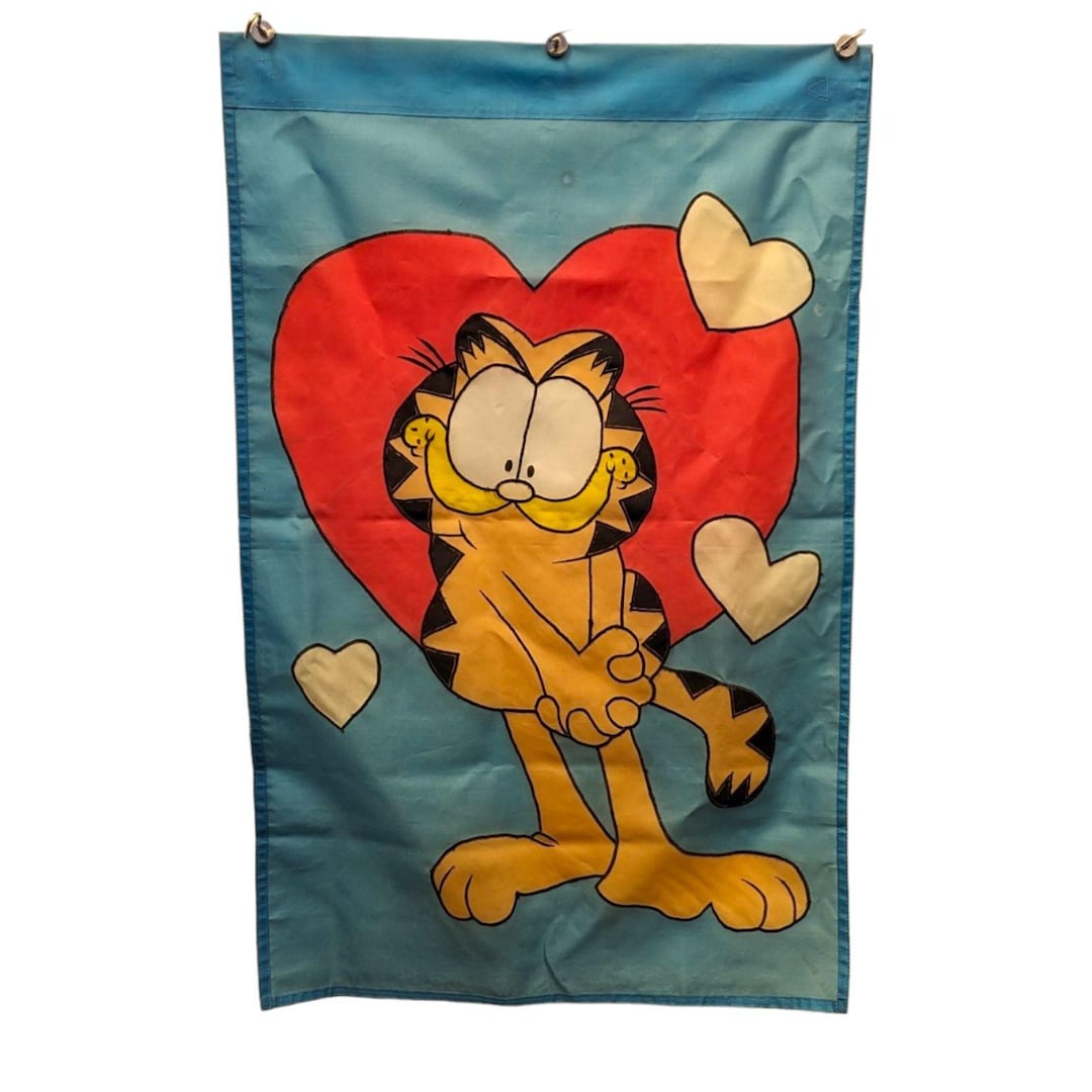 Vintage Garfield in Love Valentines Flag Banner Home Garden Yard Decor ...