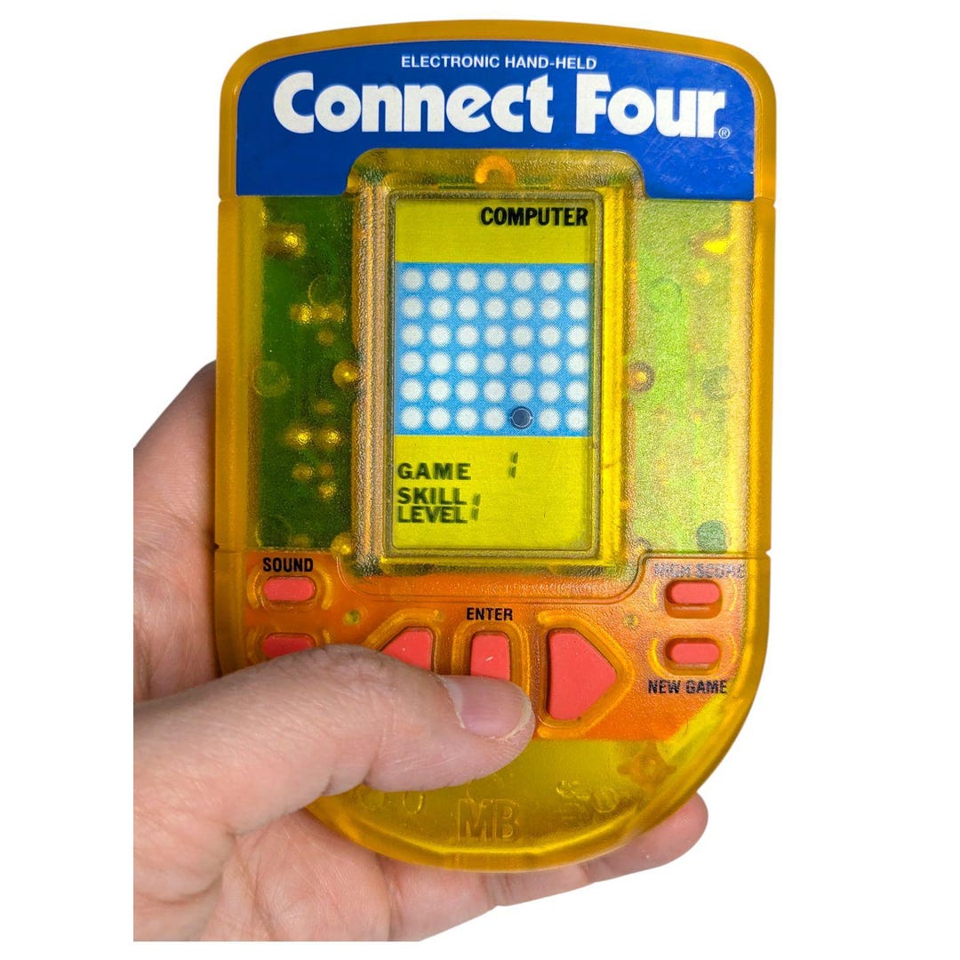 Vintage Yellow Electronic Connect Four Handheld Game - TESTED and WORKS ...