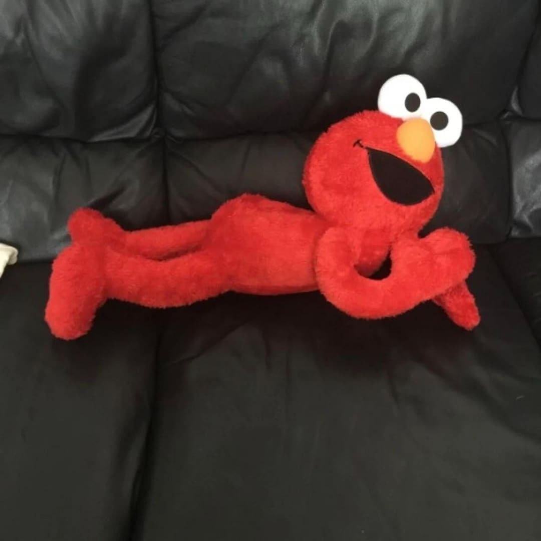 Large Sesame Street Elmo Laying Down Plush Stuffed Animal Soft Toy ...