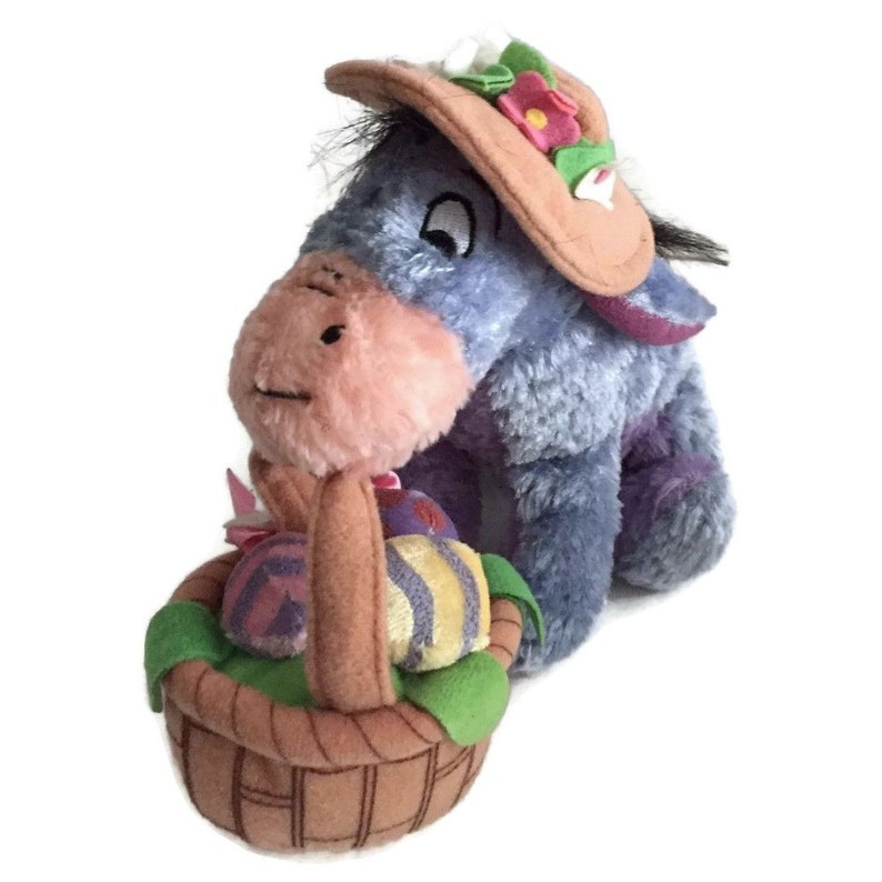 Vintage Winnie the Pooh Eeyore Easter Basket Beanie Baby Plush Stuffed ...