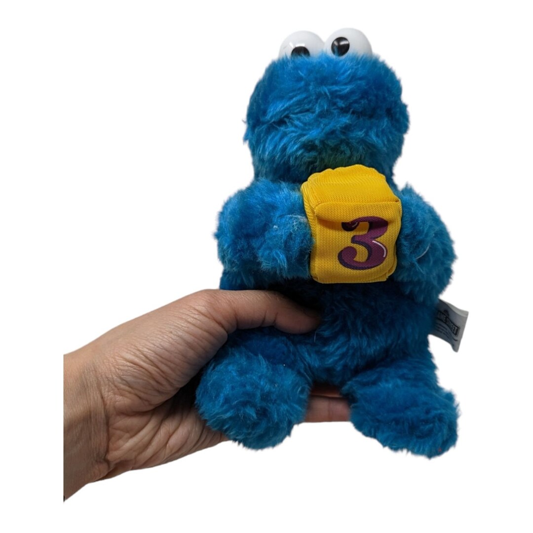 Small Sesame Street Cookie Monster Number Block #3 Plush Stuffed Animal ...