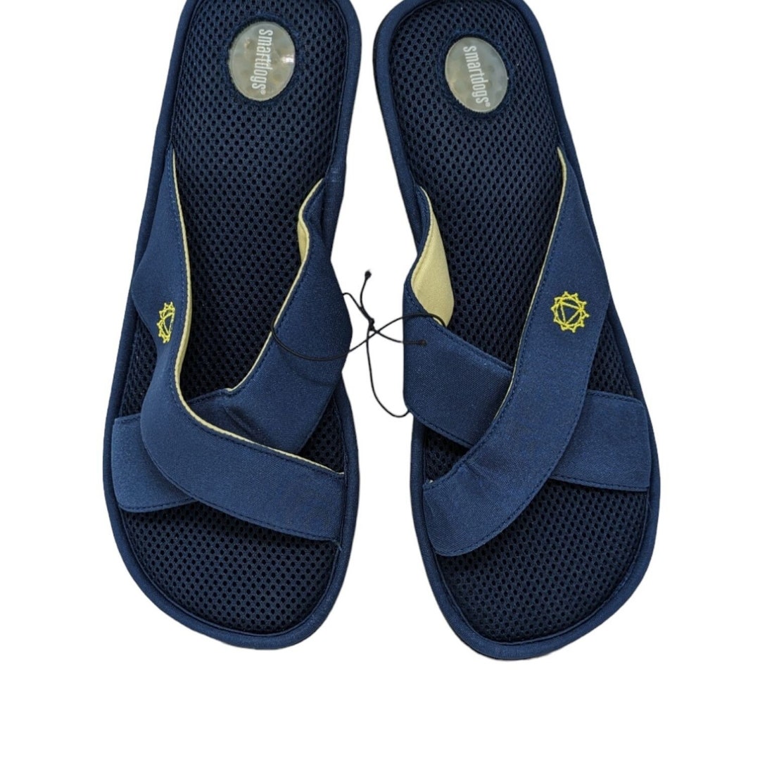 Smartdogs Blue Criss Cross Flip Flop Cushioned Sandals Sippers Size 9.5 ...