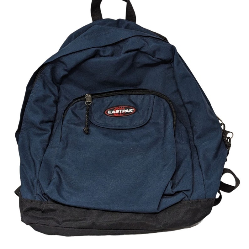 Vintage Y2K 1990s Eastpak Navy Blue Travel School Backpack School Bag ...