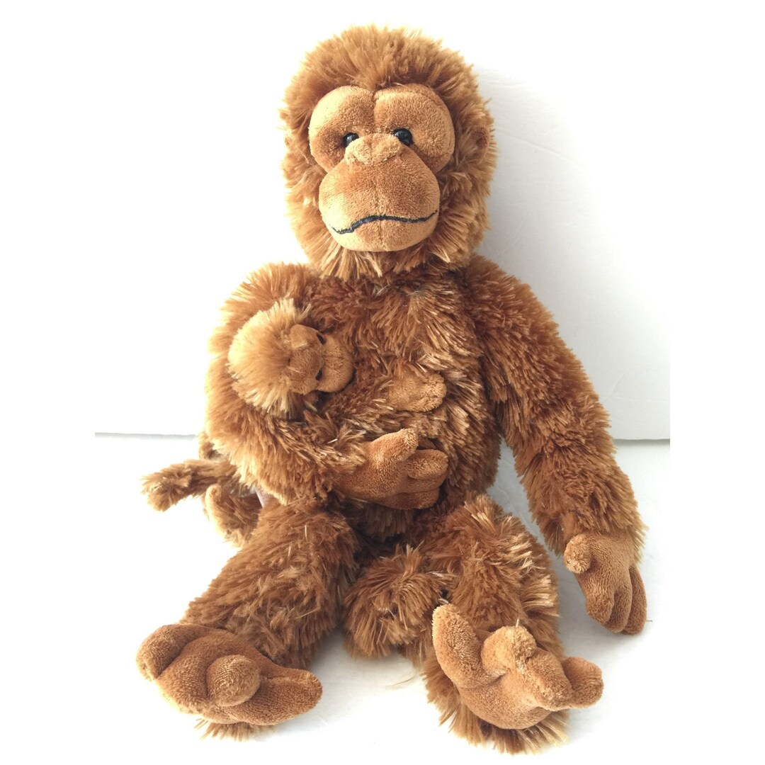 GUND Ookie 31034 Monkey Mom and Baby Plush Stuffed Animal Plushie ...