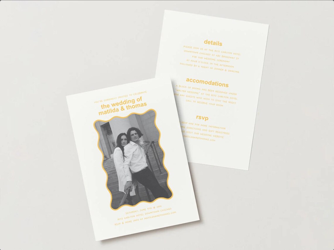 Customizable Wedding Invitation Template (cool, Cute, Colorful, Wavy ...