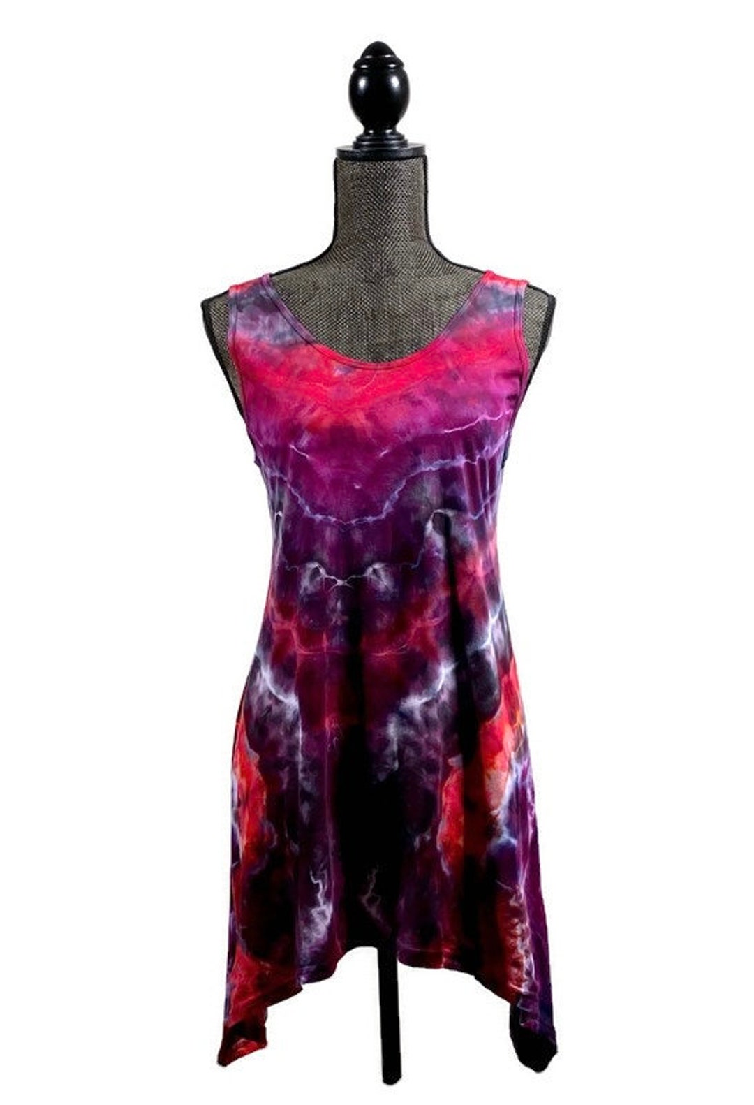 Large Womens Asymmetric Tunic or Tank, Tie Dye Festival Wear, Cotton ...