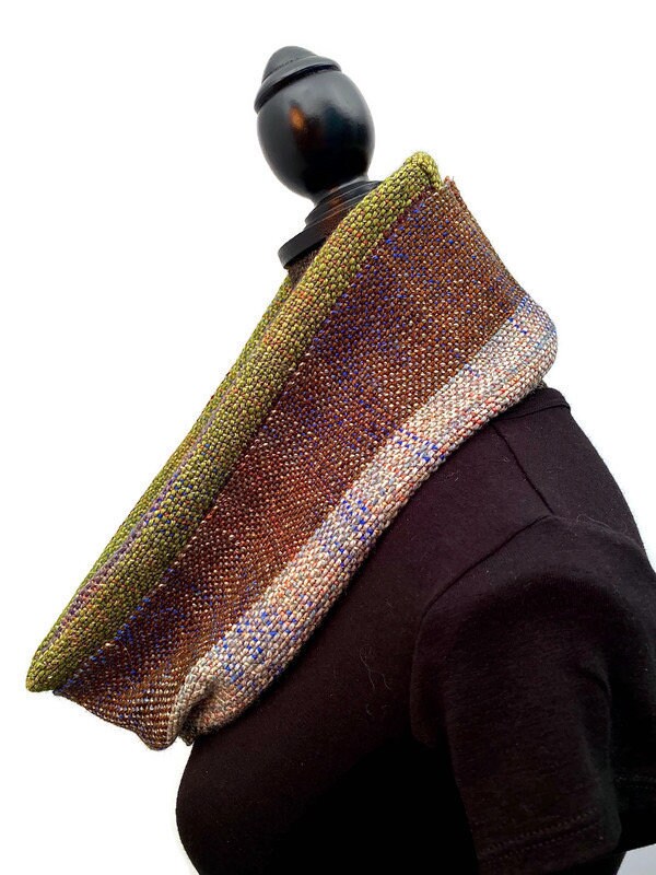 Handwoven Merino Wool Cowl Unisex Multicolor Striped Cowl Snood Scarf ...