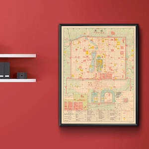 The Historic Map of Peiping (beijing), China, 1925. Vintage Home Deco ...