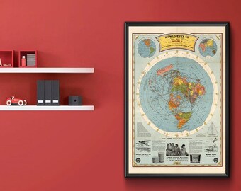 Hammond' Air Map of the World - Etsy
