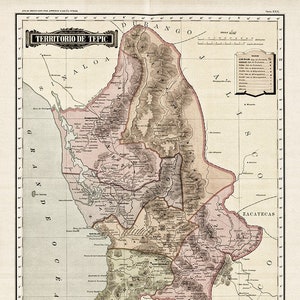 Map of Tepic, Mexico, 1886. Vintage Restoration Hardware Home Deco ...