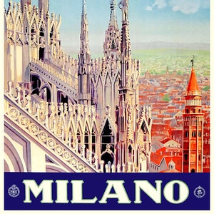Retro Travel Milano, Italy Poster. Vintage Home Deco Style Old Wall ...