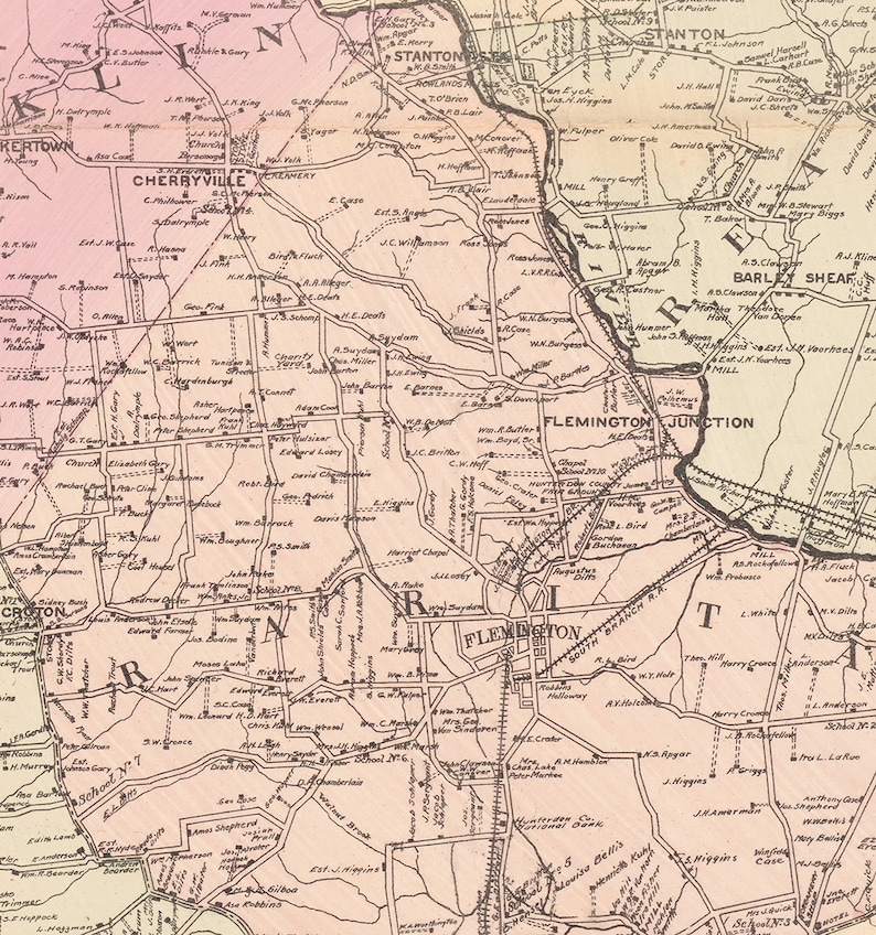 Map of Hunterdon County New Jersey 1902. Vintage Restoration - Etsy