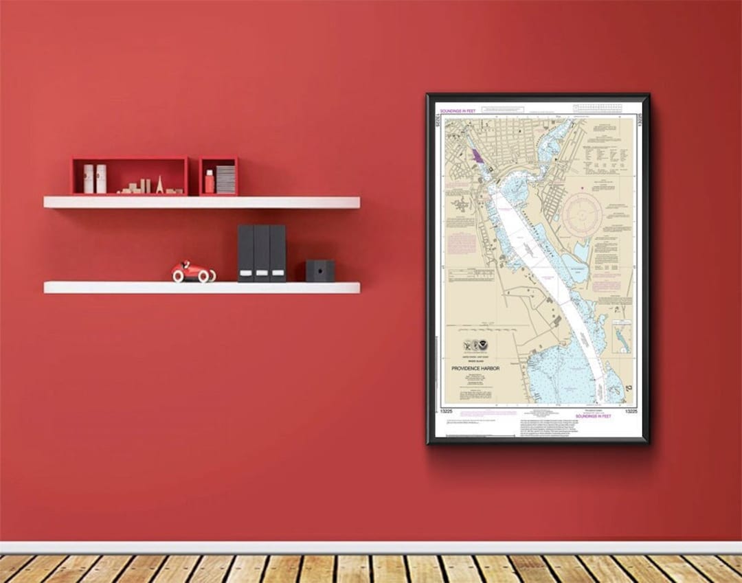 Providence Harbor Map – NOAA Nautical Chart 13225 Reproduction Wall Art ...