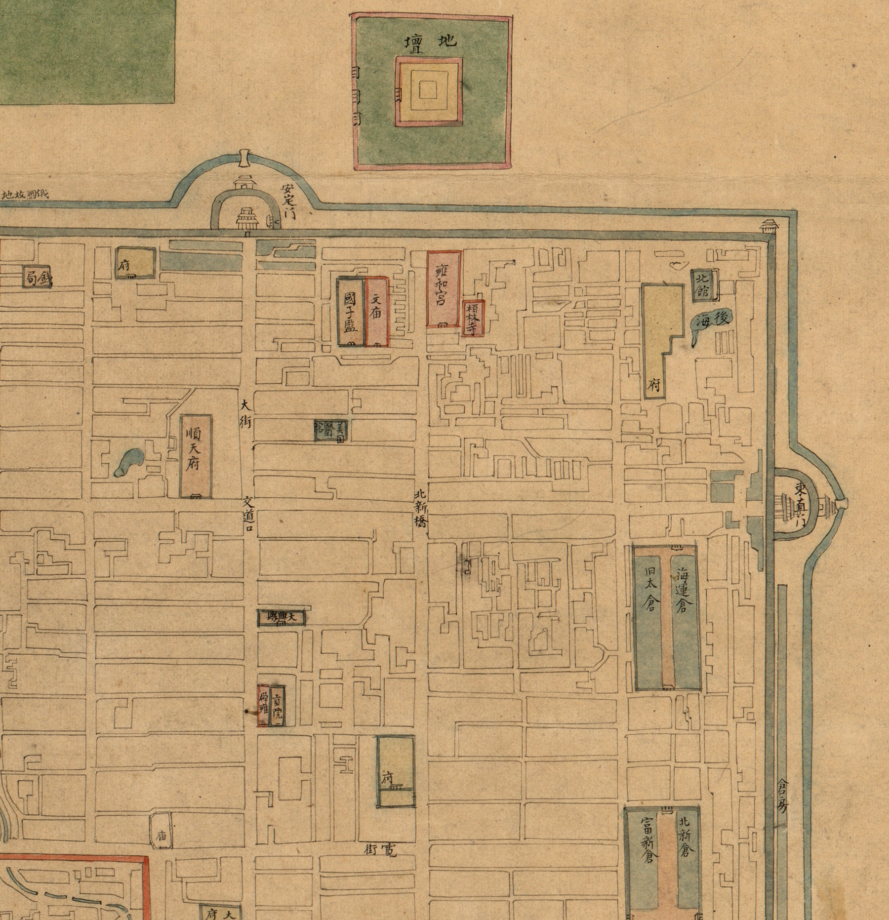 北京全图 Map of Beijing (peking), China 1861. Vintage Wall Art Decor ...