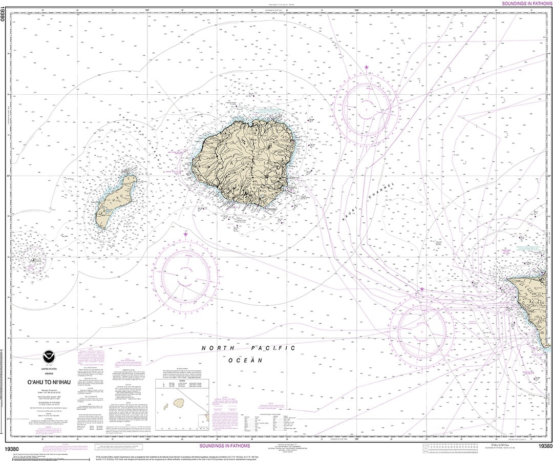 Nautical Charts of Oahu to Niihau. 19380 Hawaii Map Reproduction - Etsy